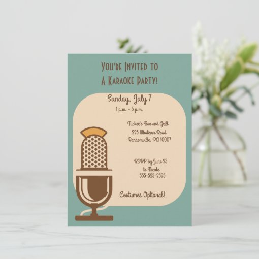 Vintage Microphone Custom Party Invitations | Zazzle