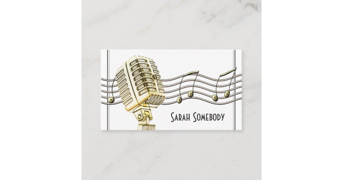 Vintage Microphone Design Business Card | Zazzle