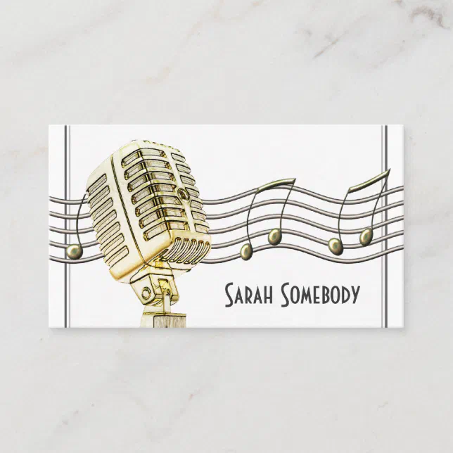 Vintage Microphone Design Business Card | Zazzle