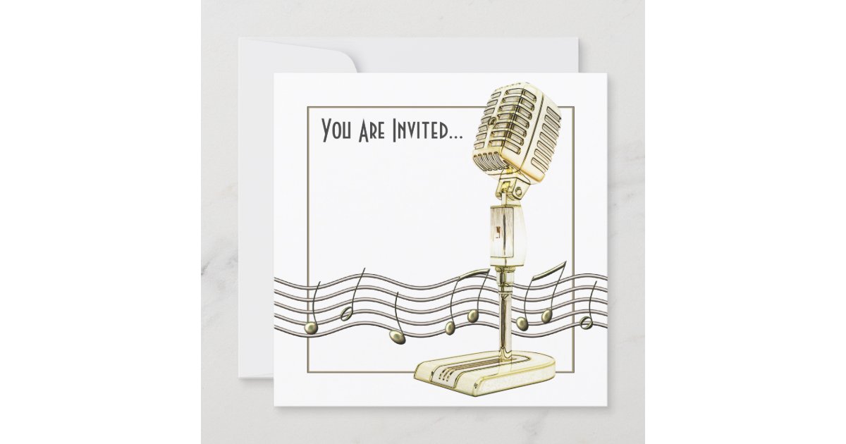 Vintage Microphone Music Invitation | Zazzle
