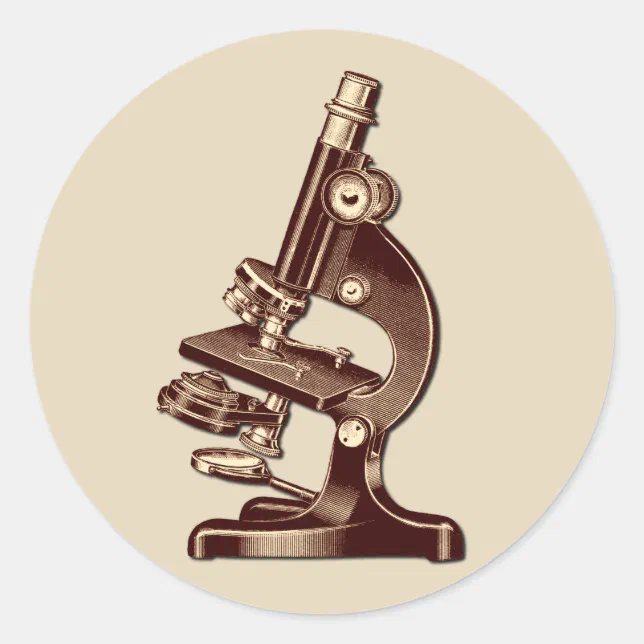 Vintage Microscope Classic Round Sticker | Zazzle