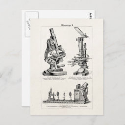 Vintage Microscope Illustration Retro Steampunk Postcard | Zazzle