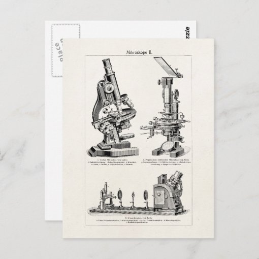 Vintage Microscope Illustration Retro Steampunk Postcard | Zazzle