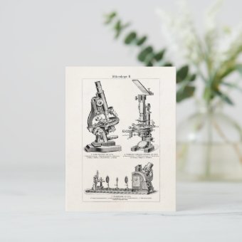 Vintage Microscope Illustration Retro Steampunk Postcard | Zazzle