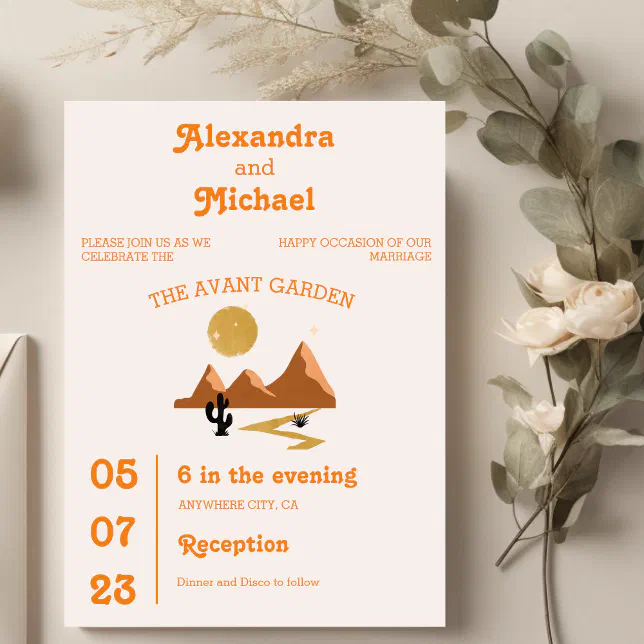 Vintage Mid Century Desert Wedding Invitation | Zazzle