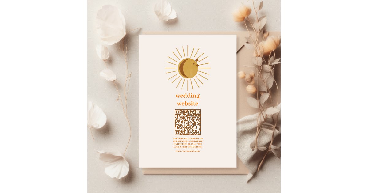 Vintage Mid Century Desert Wedding QR Code Enclosure Card | Zazzle
