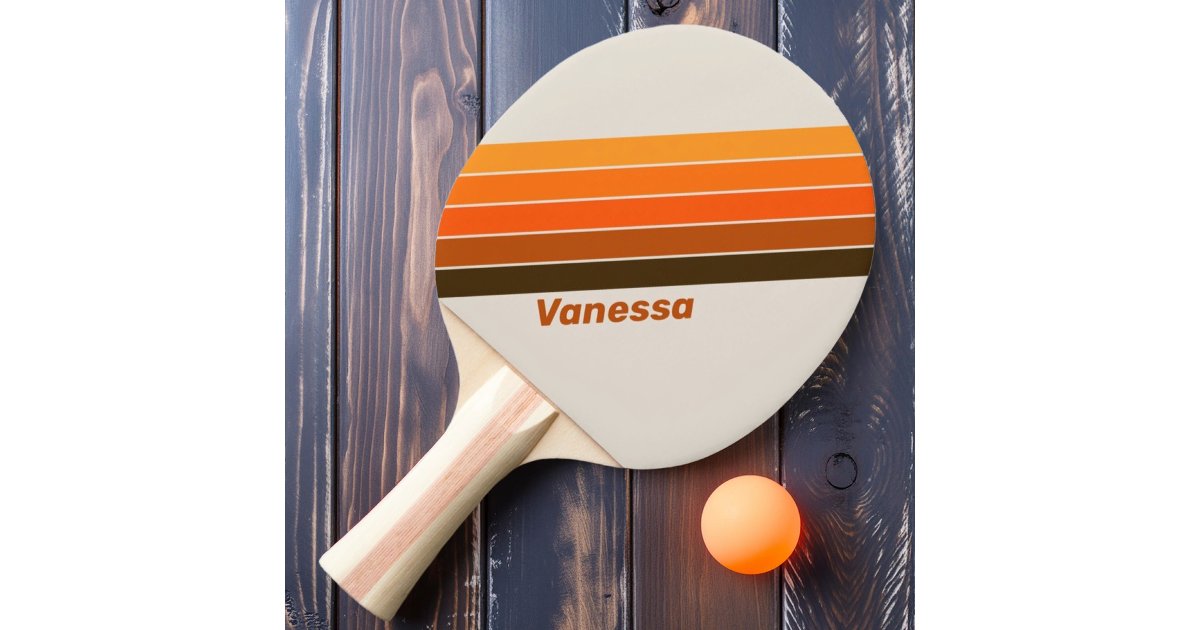 Vintage Midnight Sunrise Striped with Name Ping Pong Paddle | Zazzle