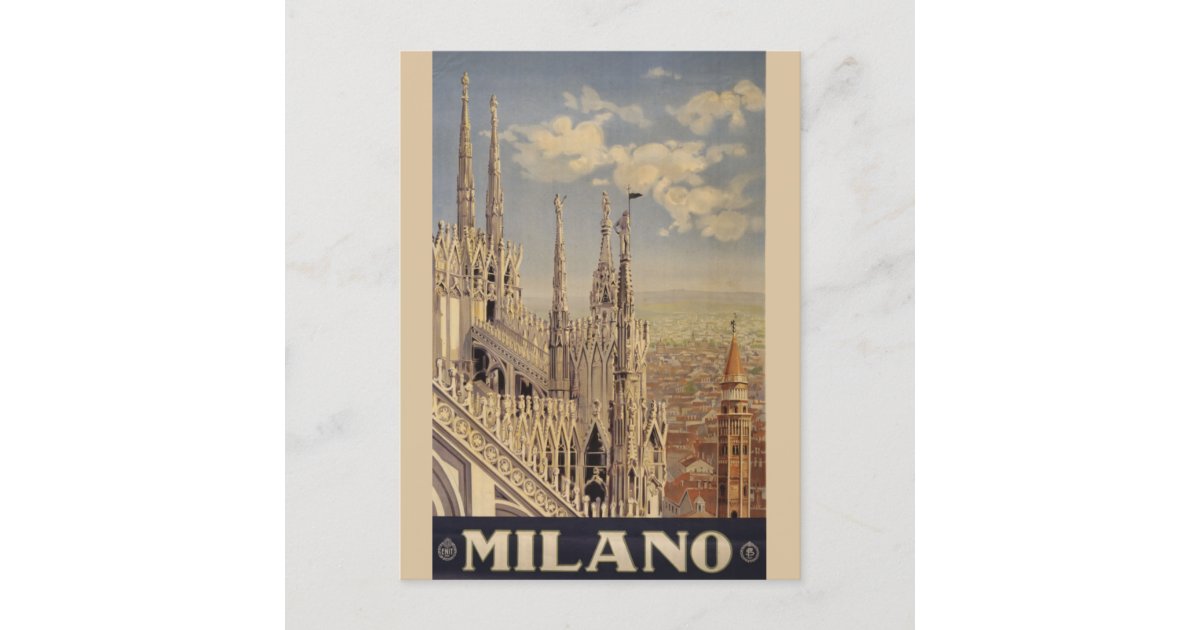 Vintage Milan Italy Cathedral Travel Postcard | Zazzle