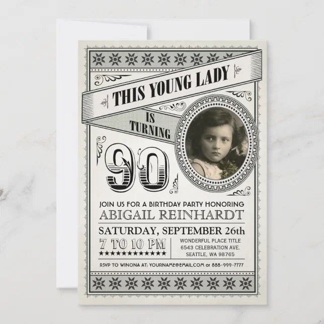 Vintage Milestone Birthday Invitations Your Photo | Zazzle