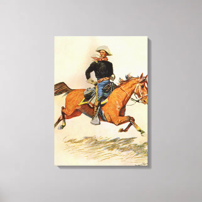 Vintage Military, A Cavalry Officer by Remington Canvas Print | Zazzle