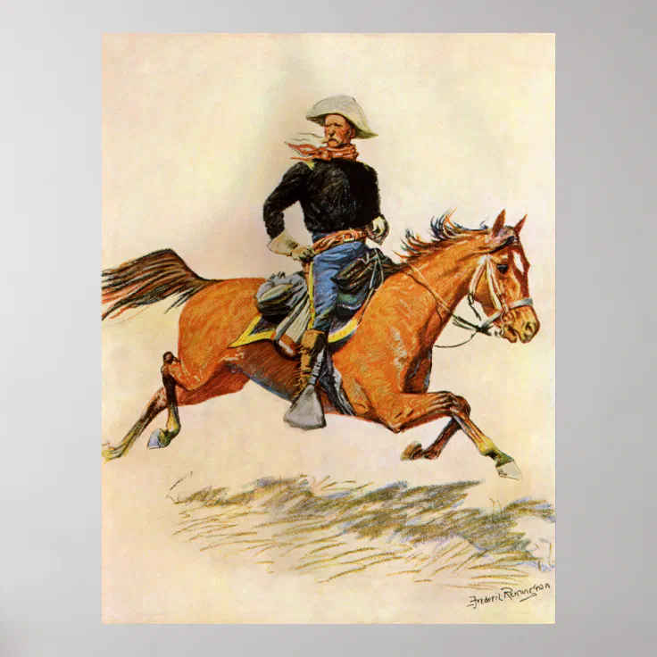 Vintage Military, A Cavalry Officer by Remington Poster | Zazzle
