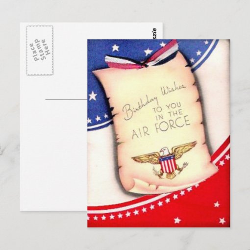 Vintage Military Air Force Birthday Postcard | Zazzle