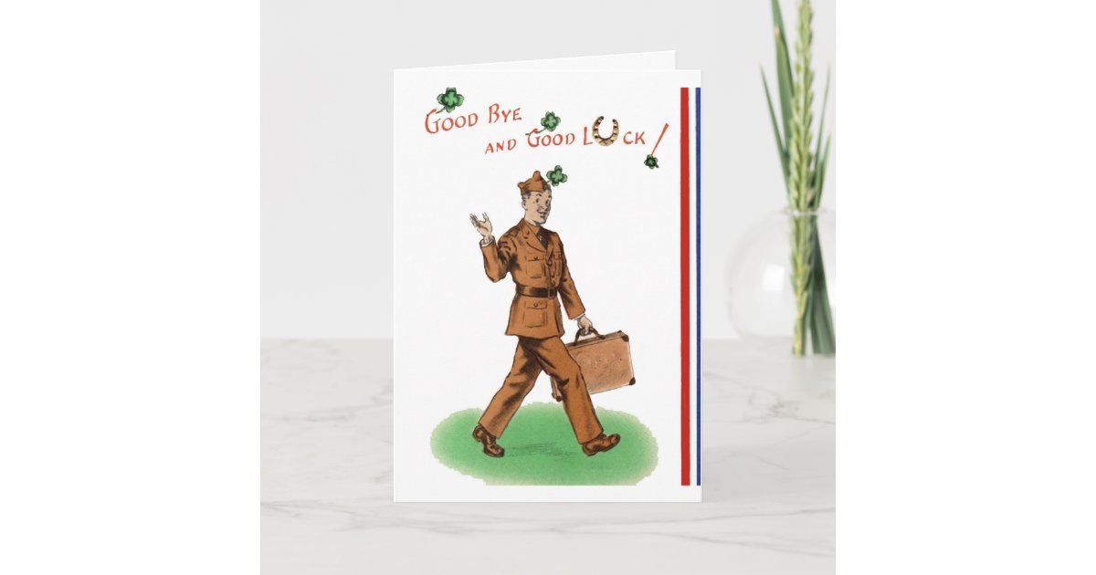 Vintage Military Good Bye And Good Luck Card | Zazzle