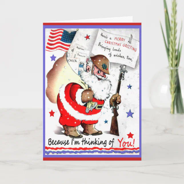 Vintage Military Merry Christmas Card | Zazzle