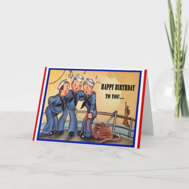 Vintage Military Navy Birthday Card | Zazzle