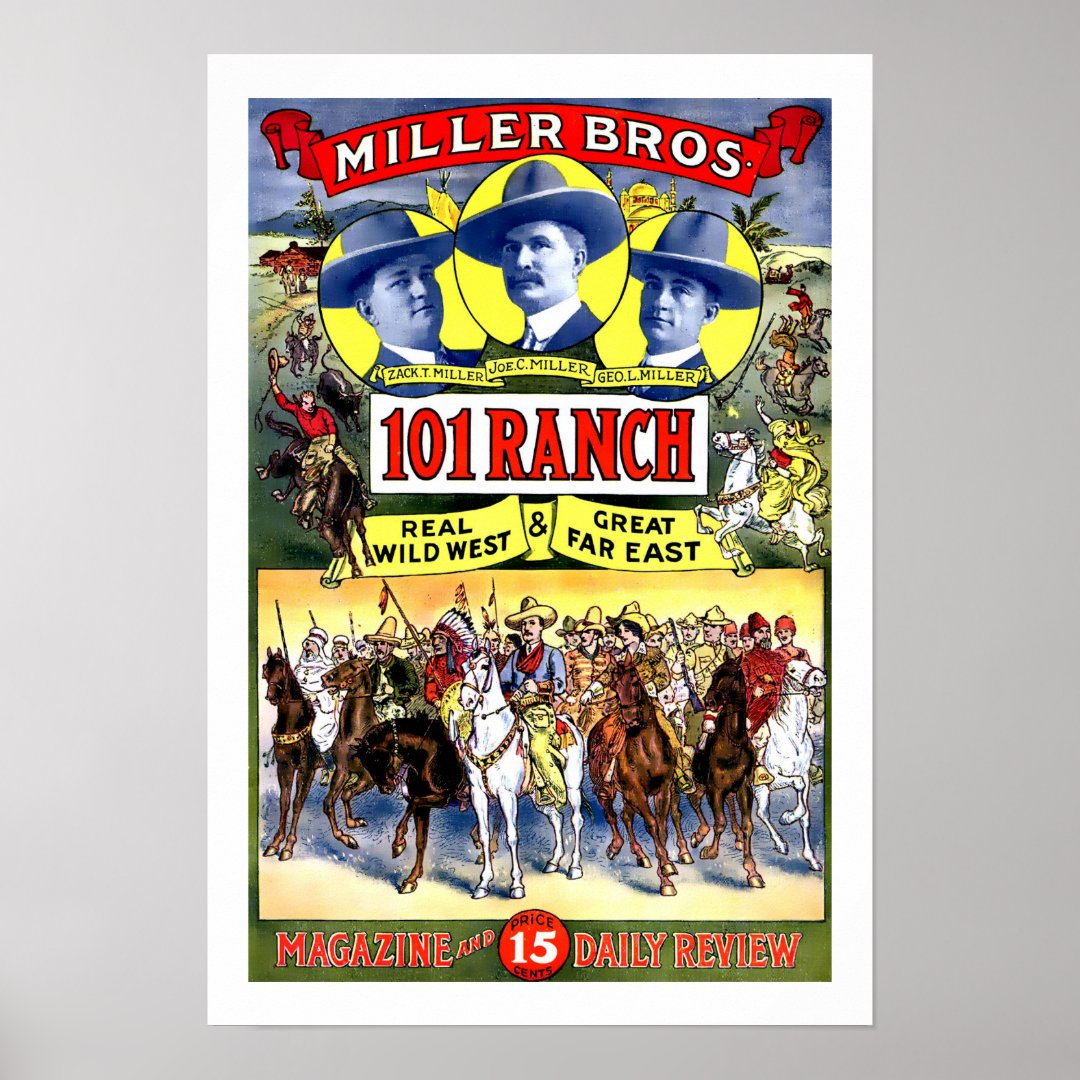 Vintage Miller Bros. 101 Ranch Wild West Show Poster | Zazzle