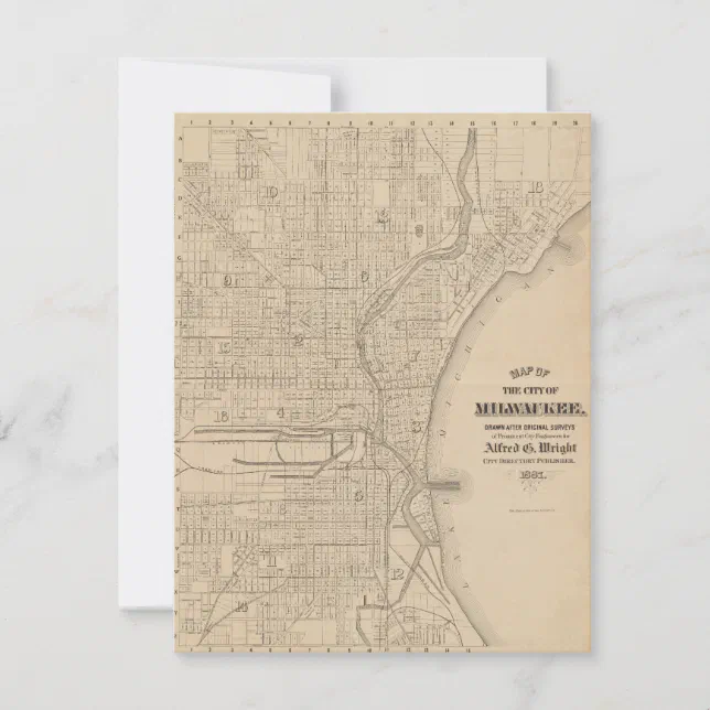 Vintage Milwaukee, Wisconsin Map Note Card | Zazzle