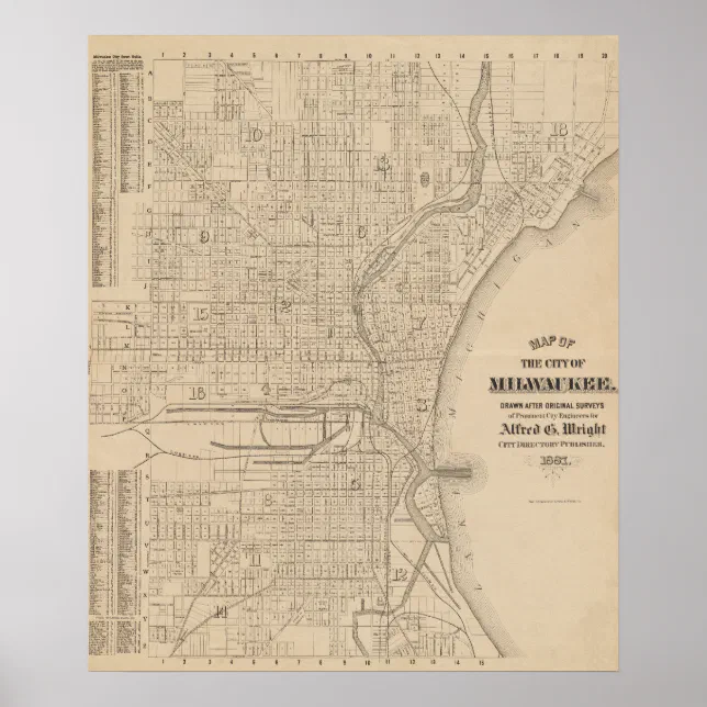 Vintage Milwaukee, Wisconsin Map Poster | Zazzle