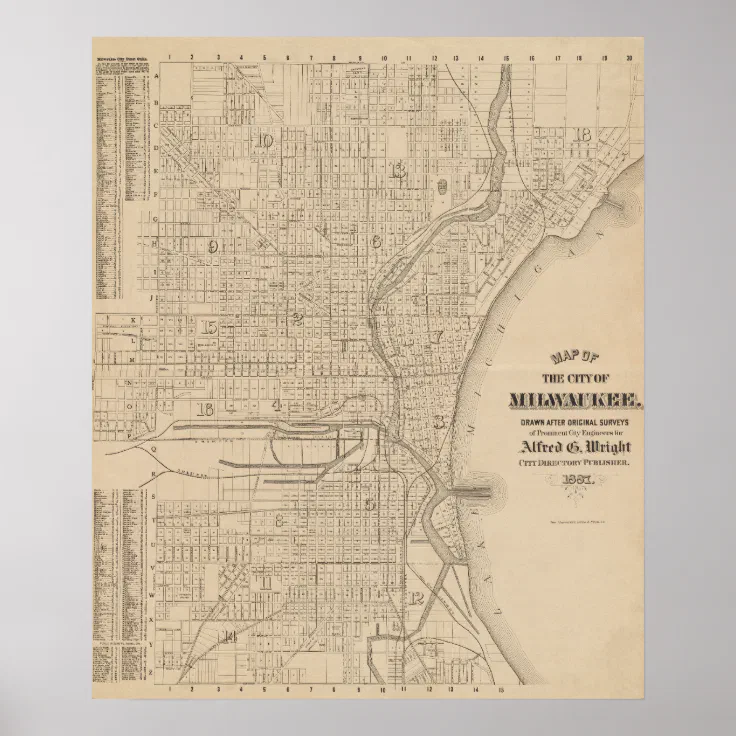 Vintage Milwaukee, Wisconsin Map Poster | Zazzle Vintage Milwaukee, Wisconsin Map Poster | Zazzle