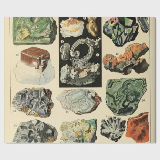 Vintage Minerals Rocks Geology Wrapping Paper | Zazzle