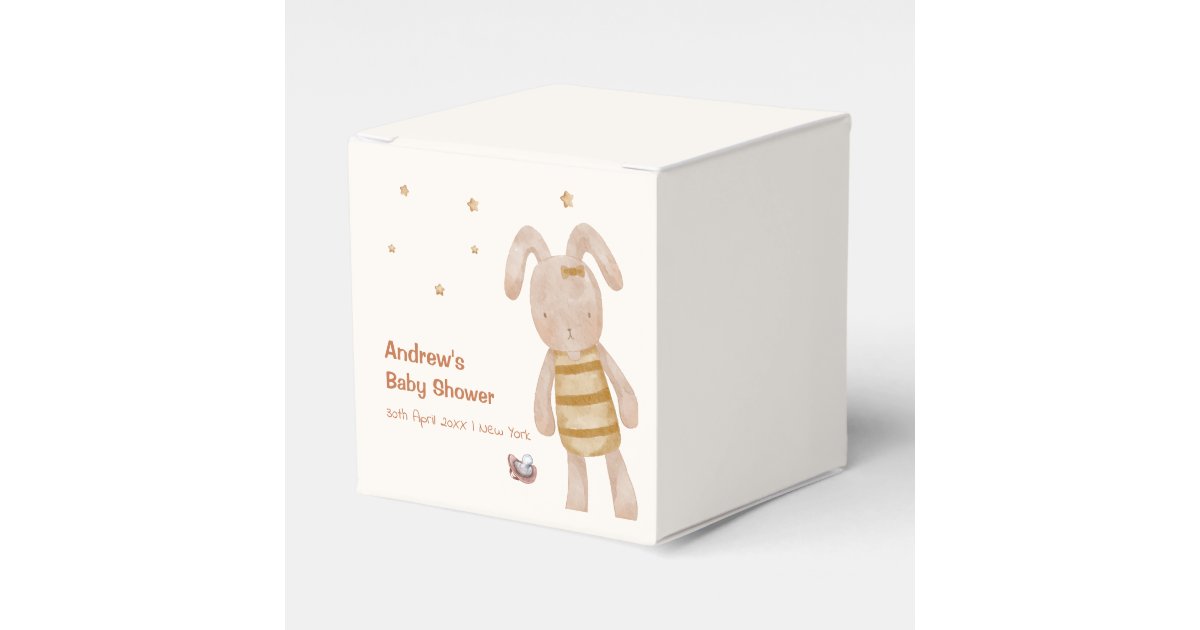 Vintage Minimalist Boho Bunny Toy Baby Shower Favor Boxes | Zazzle