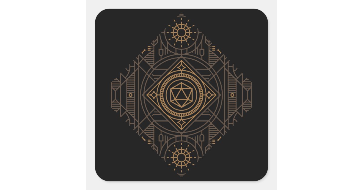 Vintage Minimalist D20 Dice Tabletop RPG Square Sticker | Zazzle