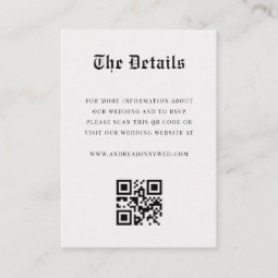 Vintage Minimalist QR Code Simple Wedding Details Enclosure Card | Zazzle