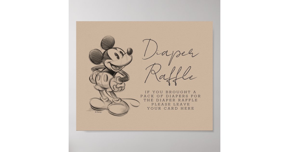 Vintage Minnie Mouse Baby Shower Diaper Raffle Poster | Zazzle