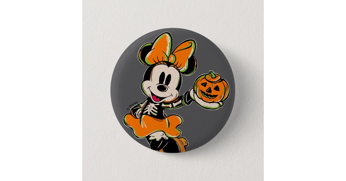 Vintage Minnie Mouse Skeleton Costume Button | Zazzle