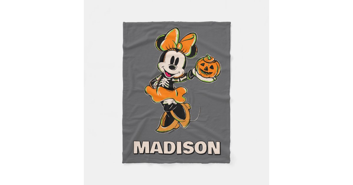 Vintage Minnie Mouse Skeleton Costume Fleece Blanket | Zazzle