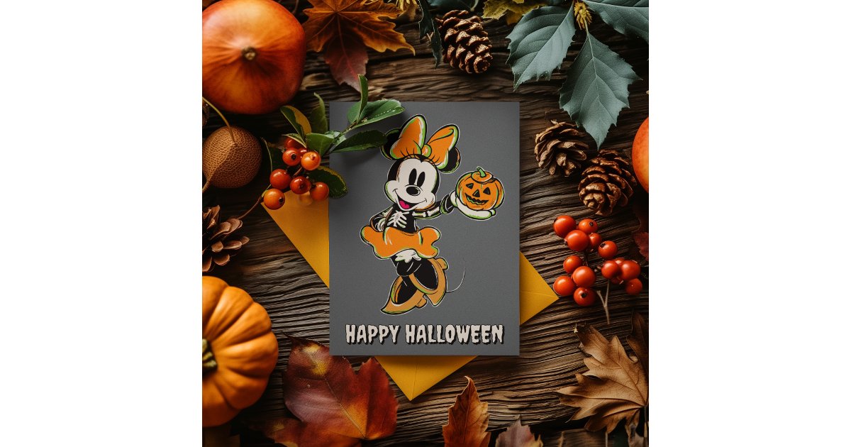 Vintage Minnie Mouse Skeleton Costume Postcard | Zazzle