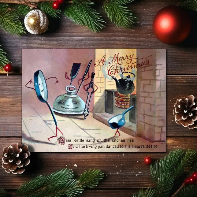 Vintage Miss Kettle Christmas Card | Zazzle