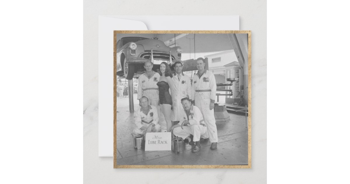 Vintage "Miss Lube Rack" Flat Note Card | Zazzle