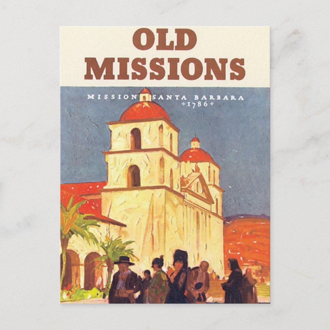 Vintage Missions Santa Barbara Postcard | Zazzle
