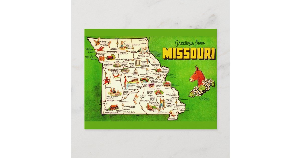Vintage Missouri Map Postcard | Zazzle