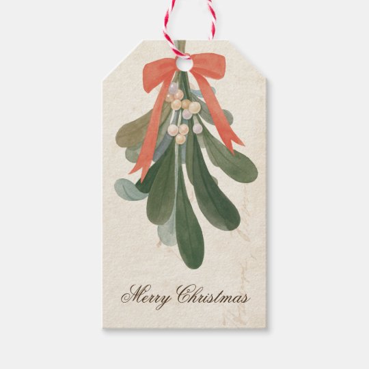 Vintage Mistletoe Holiday Gift Tags | Zazzle.com