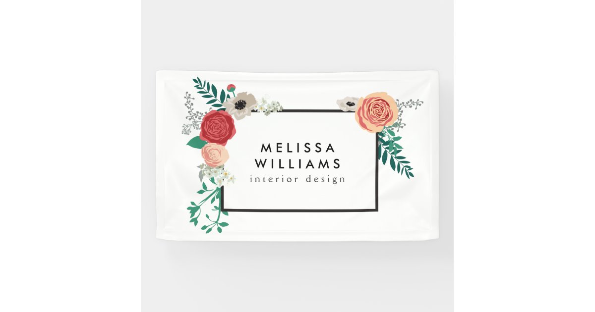 Vintage Modern Floral Motif Banner | Zazzle