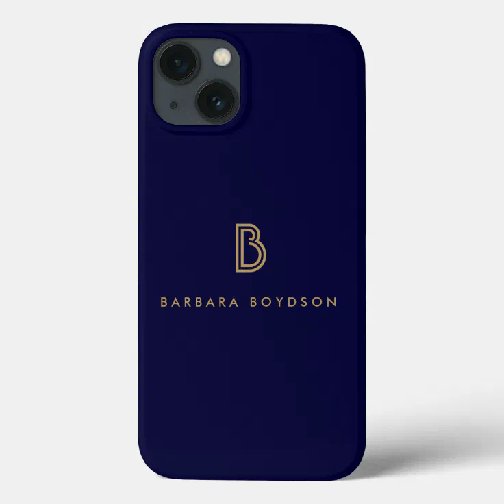 VINTAGE MODERN GOLD and NAVY INITIAL MONOGRAM LOGO Case-Mate iPhone ...