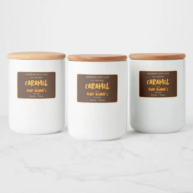 Vintage Modern Handmade Caramel From Your Kitchen Food Label | Zazzle