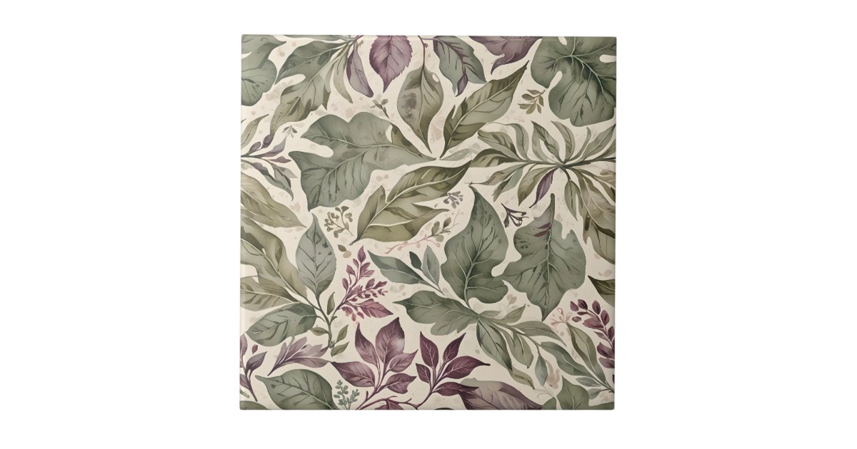 Vintage Modern Leaves Ceramic Tile | Zazzle