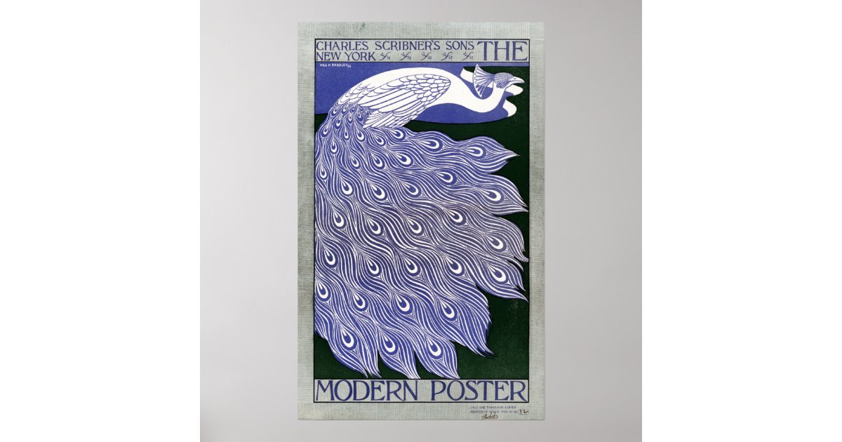 Vintage Modern Poster Peacock Magazine Cover | Zazzle