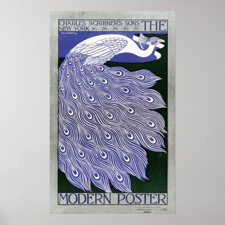 Vintage Modern Poster Peacock Magazine Cover | Zazzle
