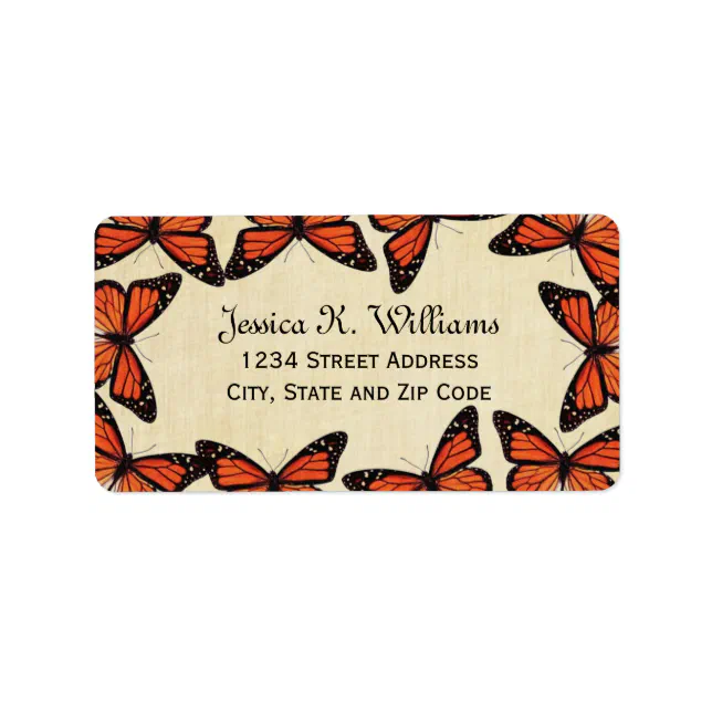 Vintage Monarch Butterfly Border on Parchment Label | Zazzle