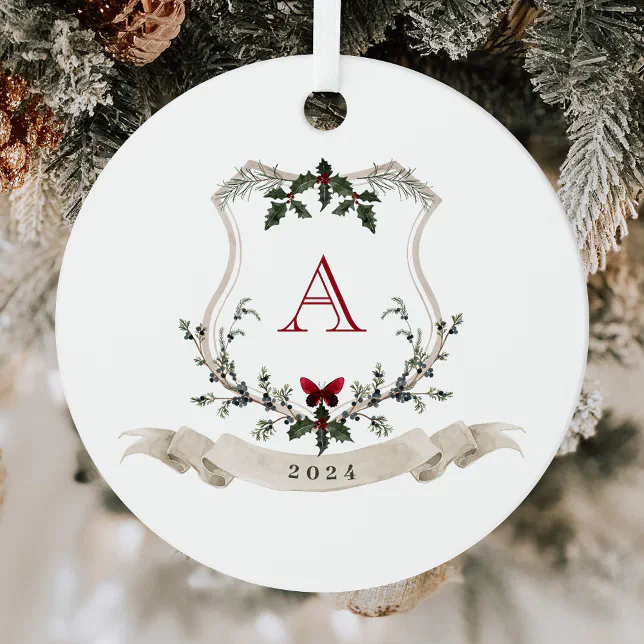 Vintage Monogram Christmas Tree Ornament | Zazzle