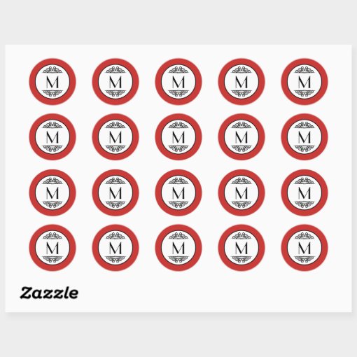 Vintage Monogram - Circle Sticker | Zazzle