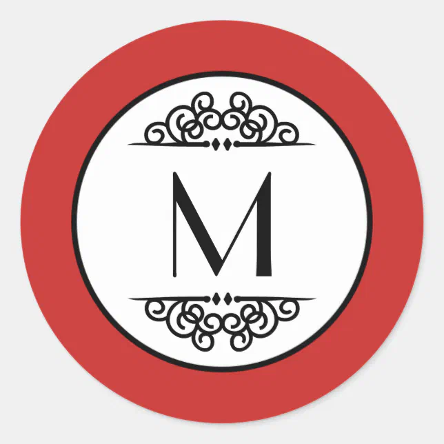 Vintage Monogram - Circle Sticker | Zazzle