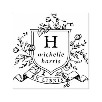 Vintage Monogram Crest Ex Libris Custom Name Book Self-inking Stamp ...