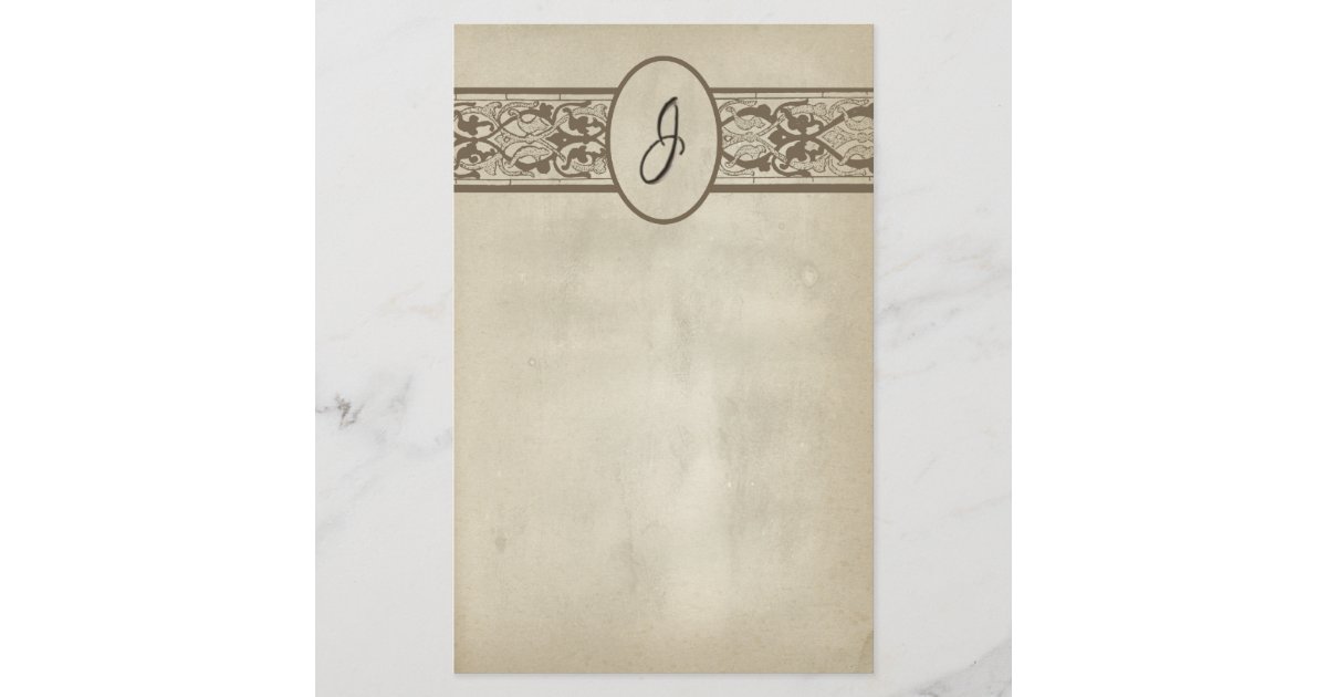 Vintage Monogram Letter J Stationery Paper | Zazzle