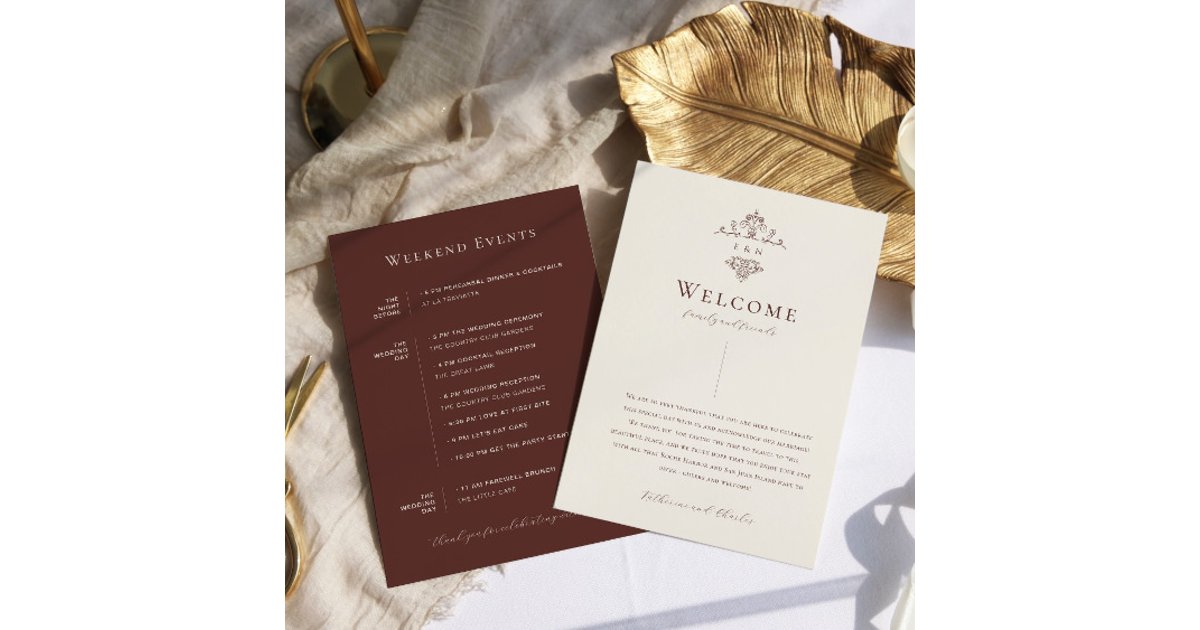 Vintage Monogram | Ornate Boho Wedding Welcome Program | Zazzle