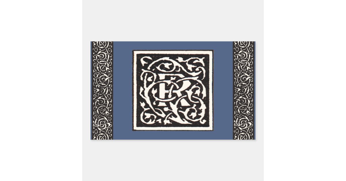 Vintage Monogram R Art Nouveau Rectangular Sticker | Zazzle
